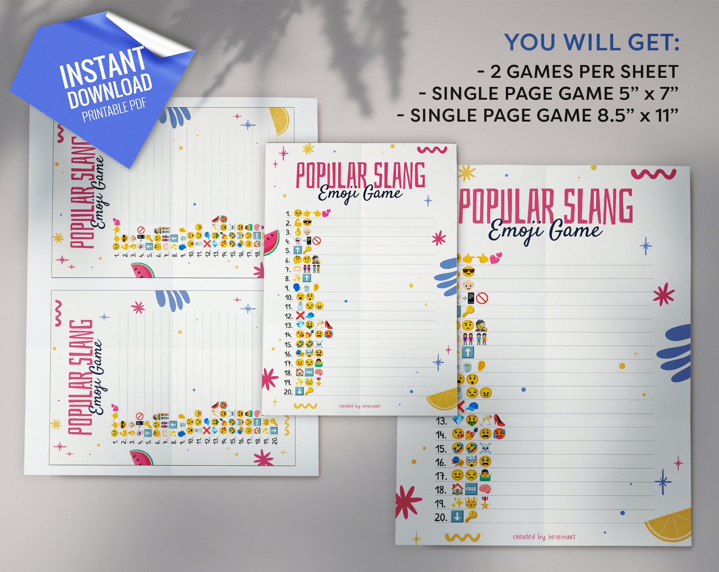 Popular Slang Emoji Pictionary, Printable Party Games, Fun Party Quiz ...