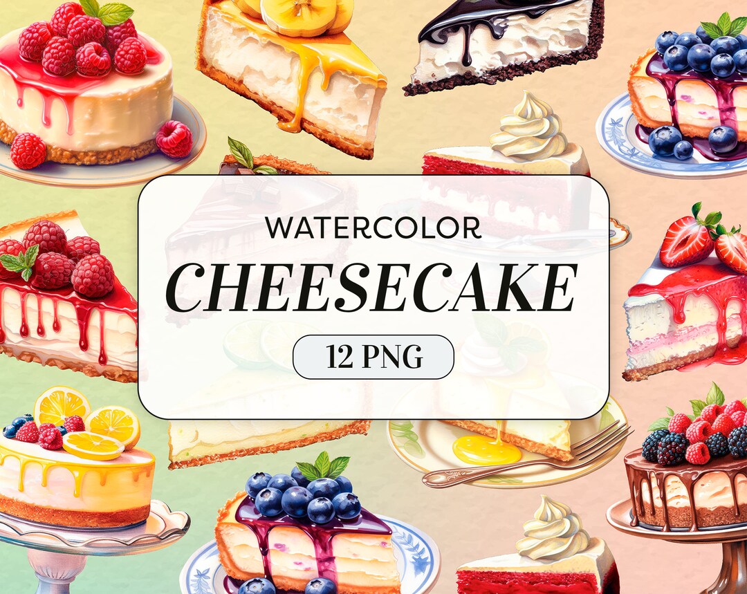Watercolor Cheesecake Clipart - Watercolor Cake PNG - Commercial Use ...
