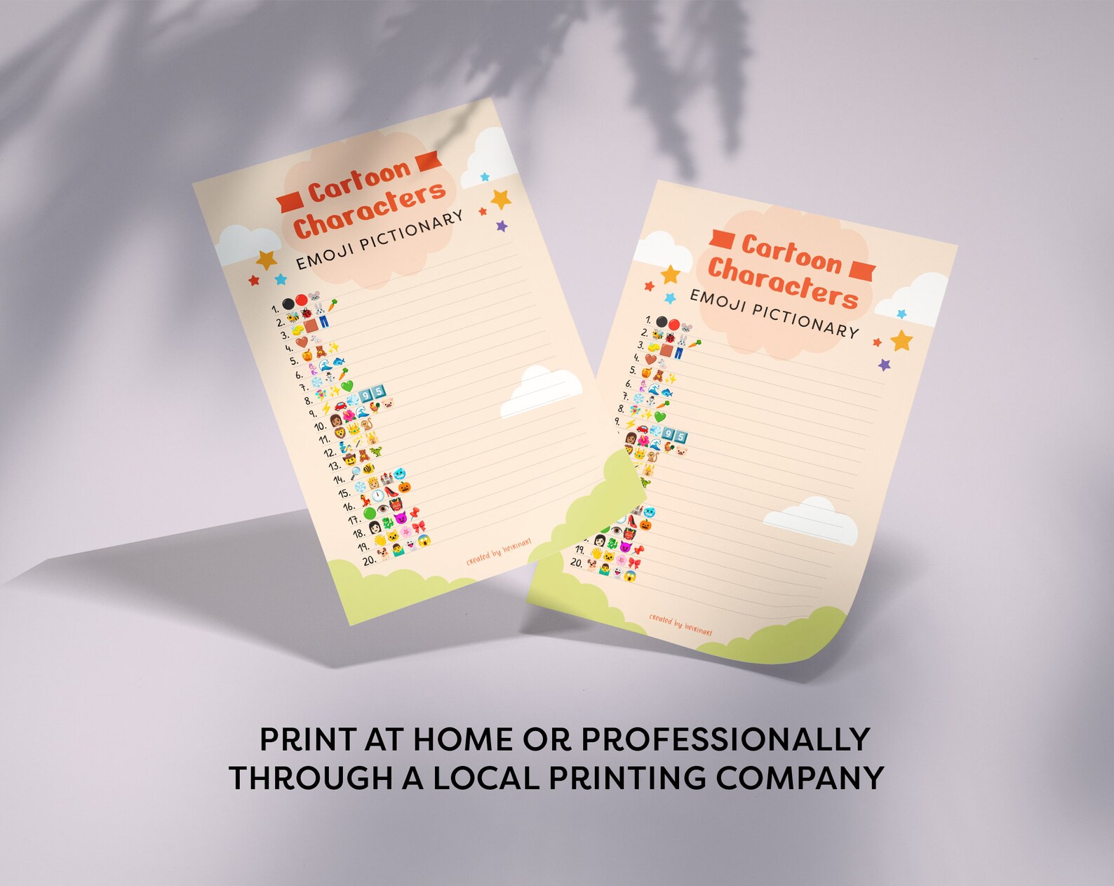 Cartoon Characters Emoji Pictionary, Printable Party Games, Birthday ...