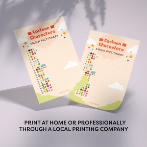 Cartoon Characters Emoji Pictionary, Printable Party Games, Birthday ...