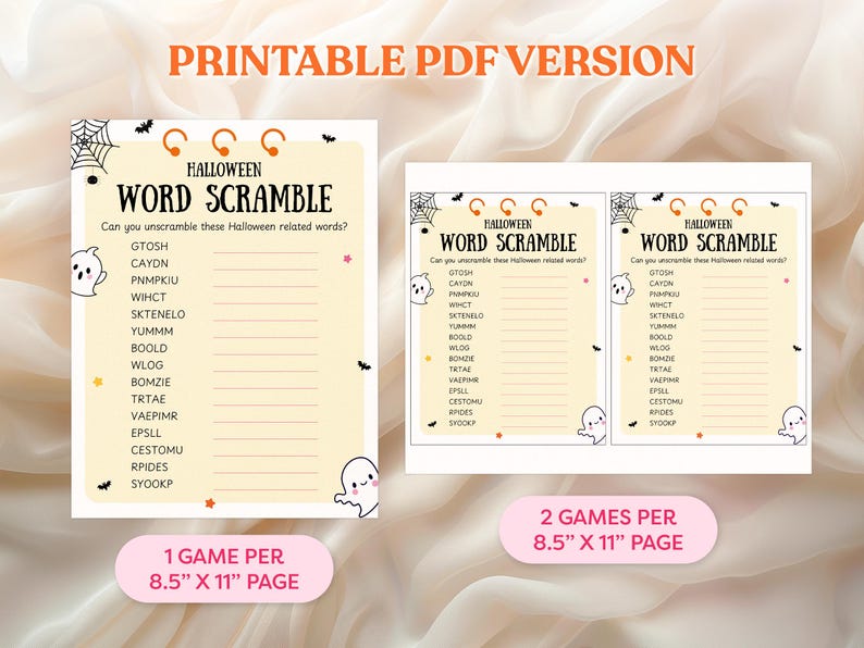 Word Scramble Halloween Game, Printable Editable Game, Fun Party ...