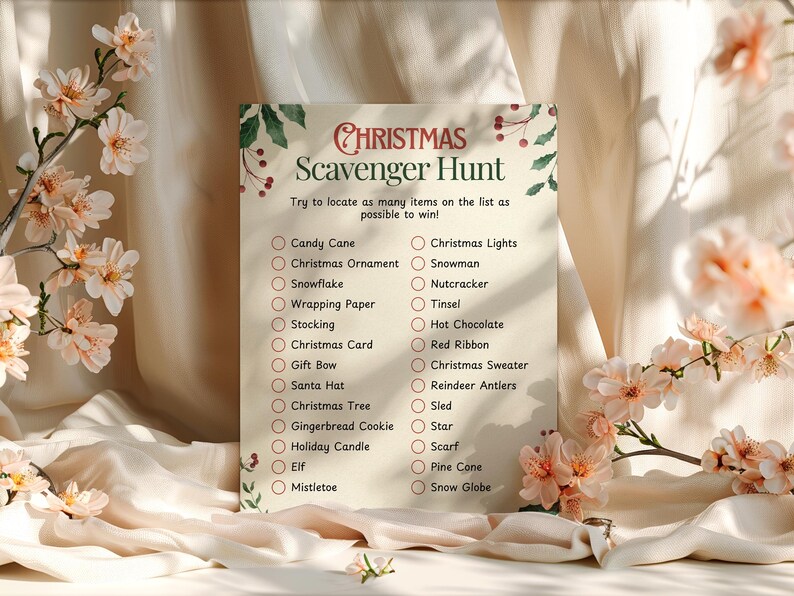 Scavenger Hunt Christmas Game, Printable & Editable Game, Fun Family ...