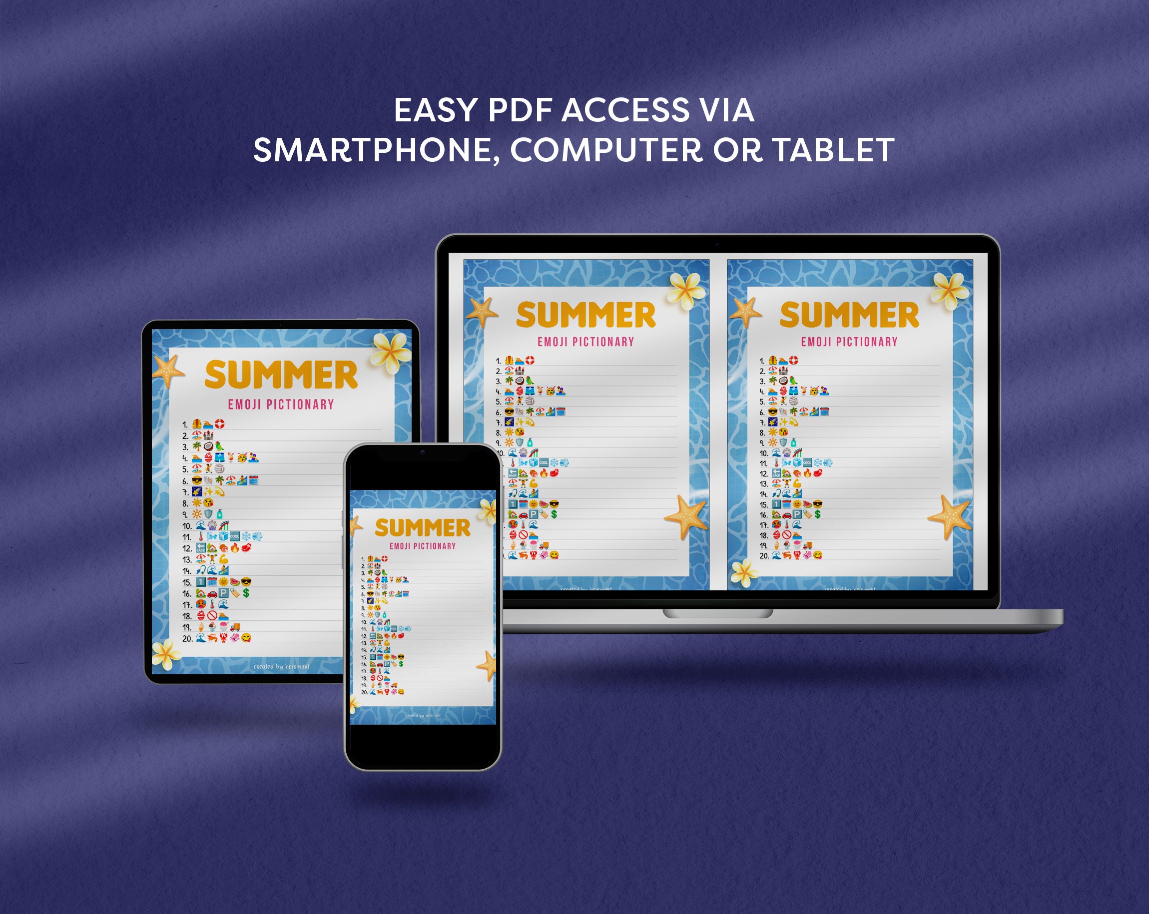 Summer Emoji Pictionary, Printable Party Games, Fun Family Activity ...