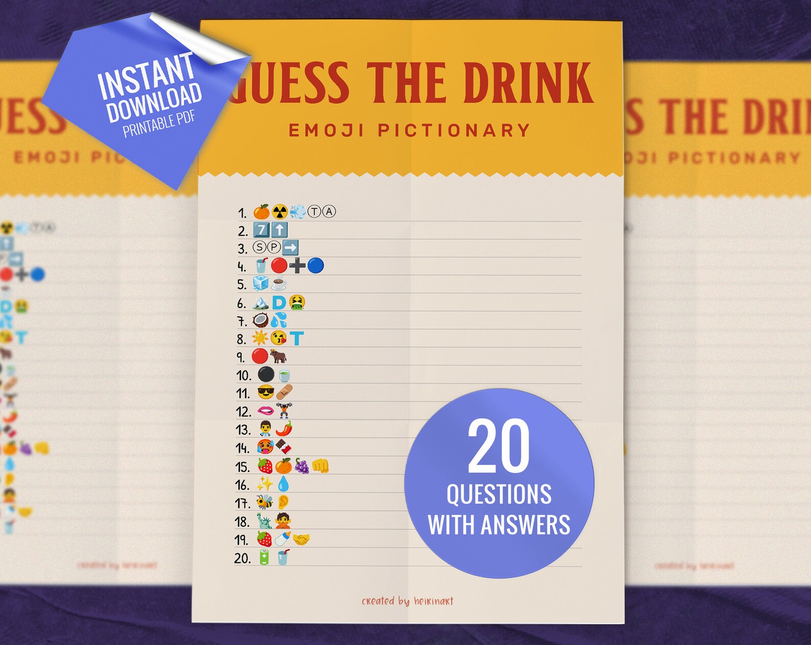 Guess the Drink Emoji Pictionary, Shower Games, Printable Party Games ...