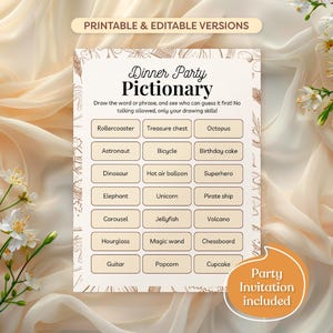 Pictionary Dinner Party Game, Printable & Editable Game, Icebreaker ...