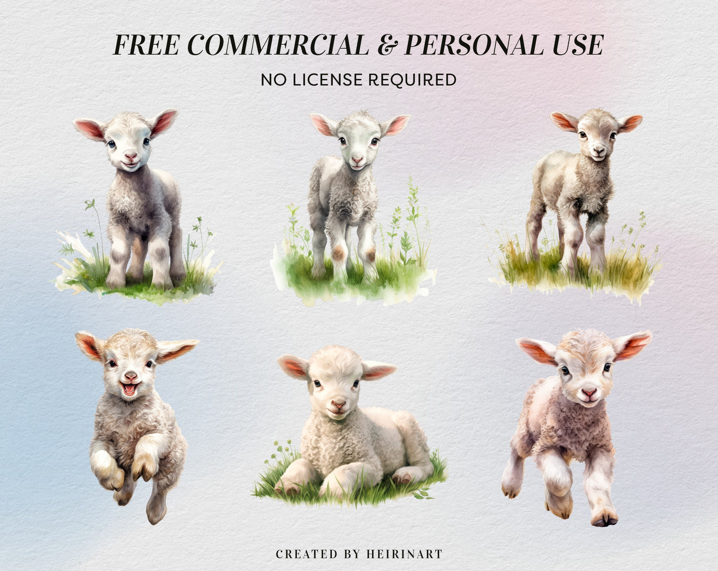 Watercolor Baby Lamb Clipart - Cute Lamb PNG - Commercial Use - Baby ...
