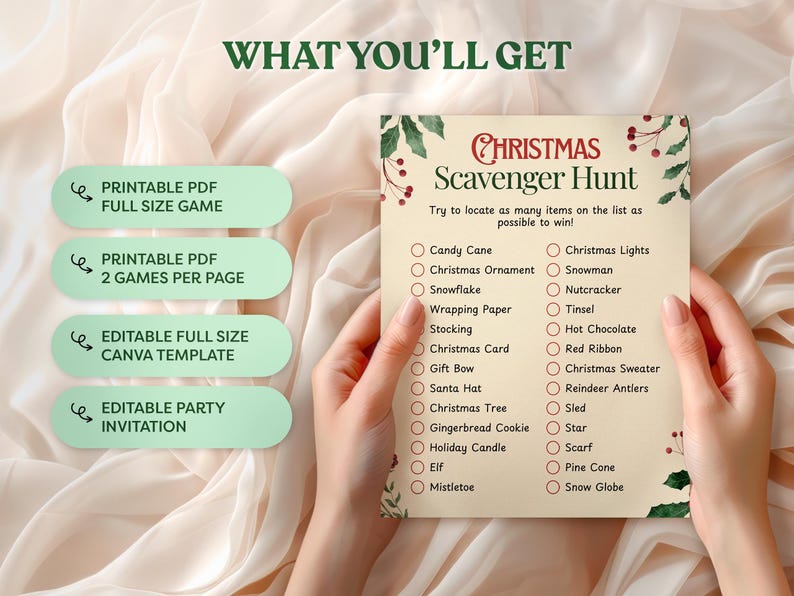 Scavenger Hunt Christmas Game, Printable & Editable Game, Fun Family ...