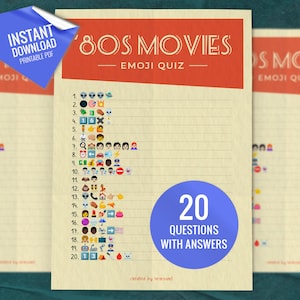 80s Movies Emoji Pictionary, Printable Party Games, Fun Family Activity ...