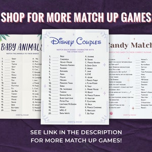 Movies Match up Trivia Game, Printable Party Games, Party Game for Kids ...