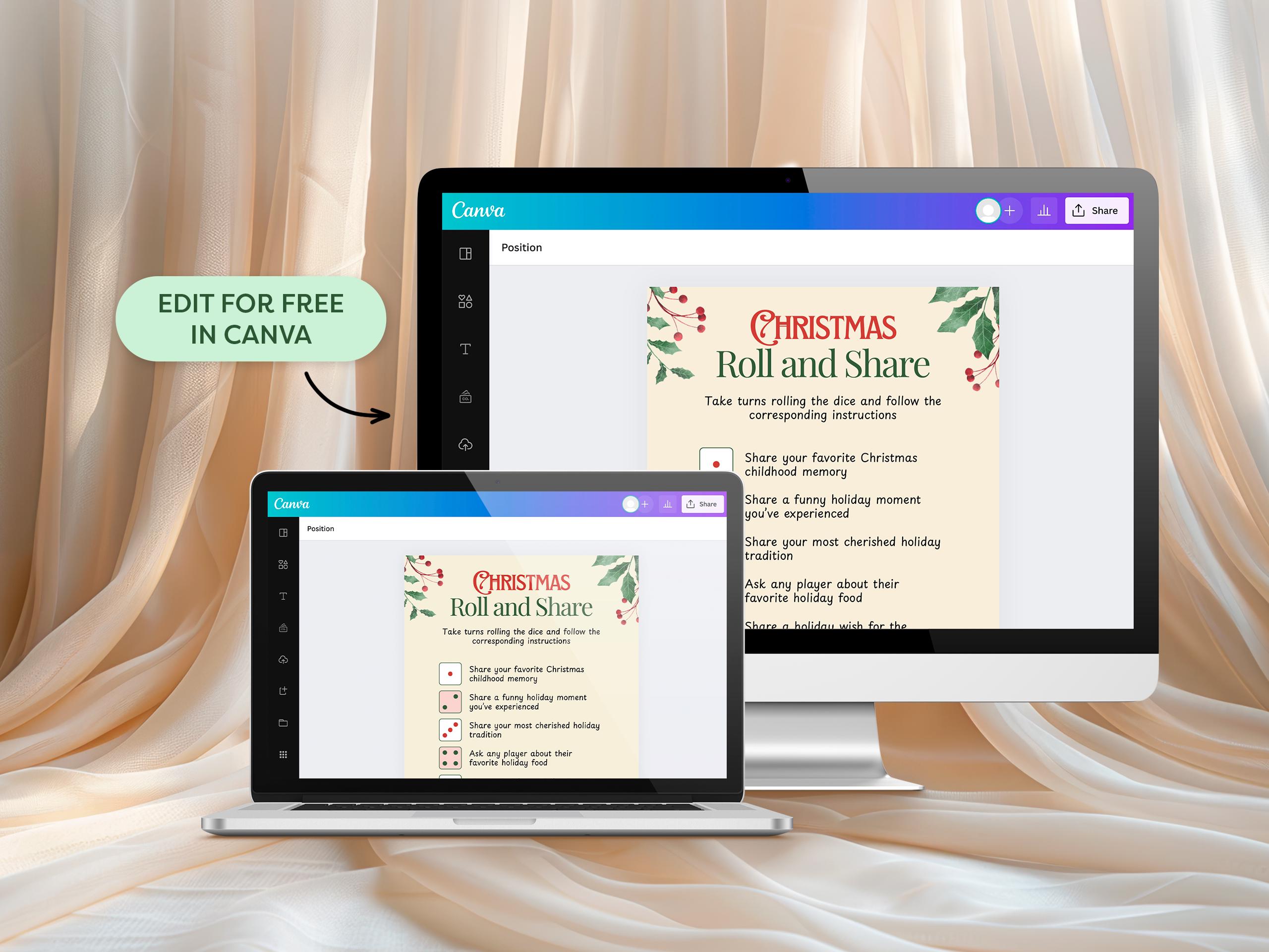 Roll and Share Christmas Game, Printable & Editable Game, Fun Family ...