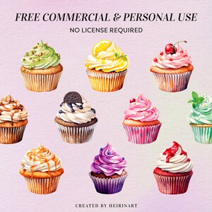 Watercolor Cupcakes Clipart - Bakery Sweets PNG - Commercial Use ...