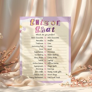 This or That Birthday Game for Her, Printable Editable Party Game ...
