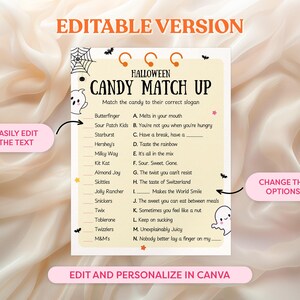 Candy Match up Halloween Game, Printable & Editable Game, Fun Party ...