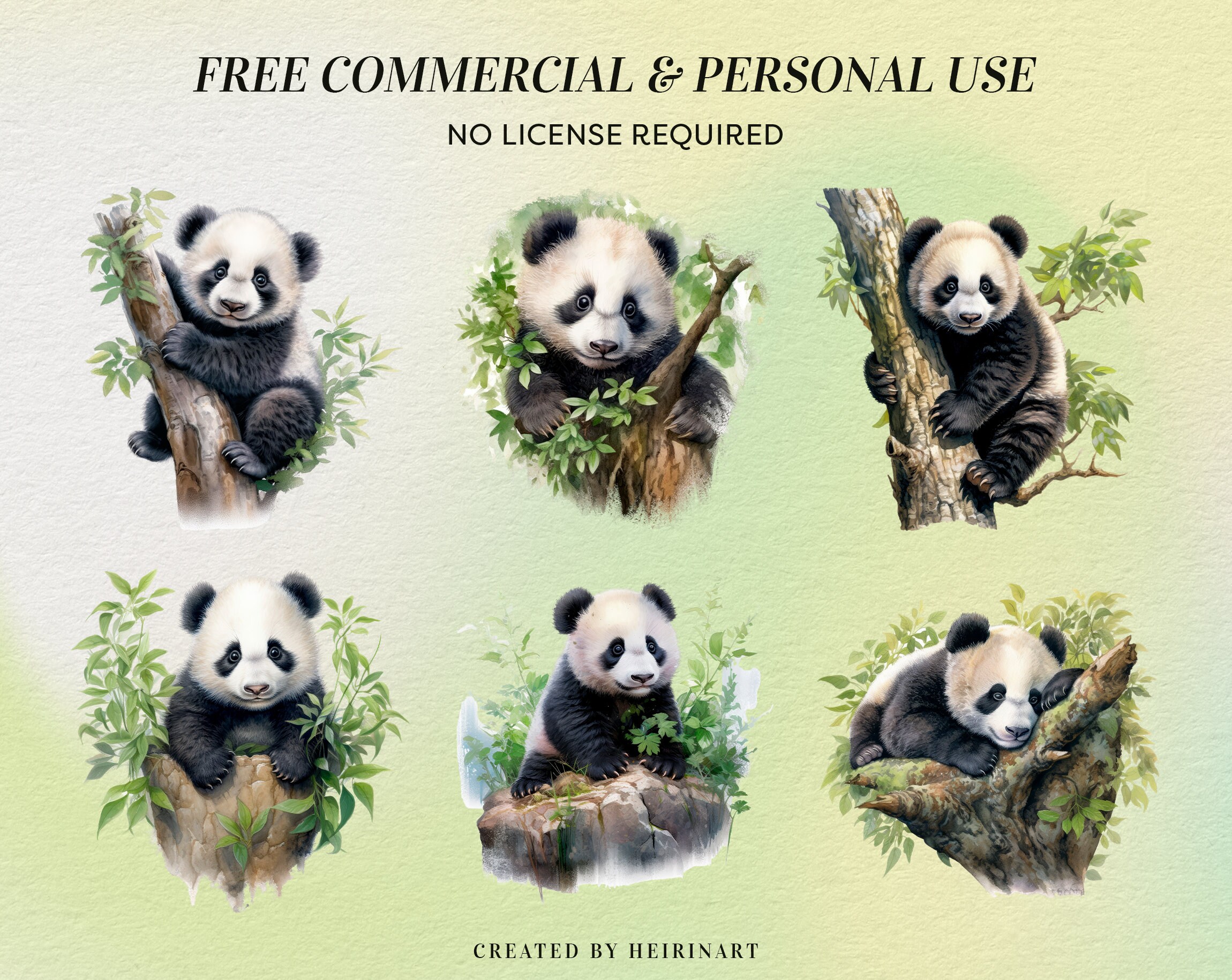 Watercolor Baby Panda Clipart Cute Panda PNG Commercial Use Baby ...