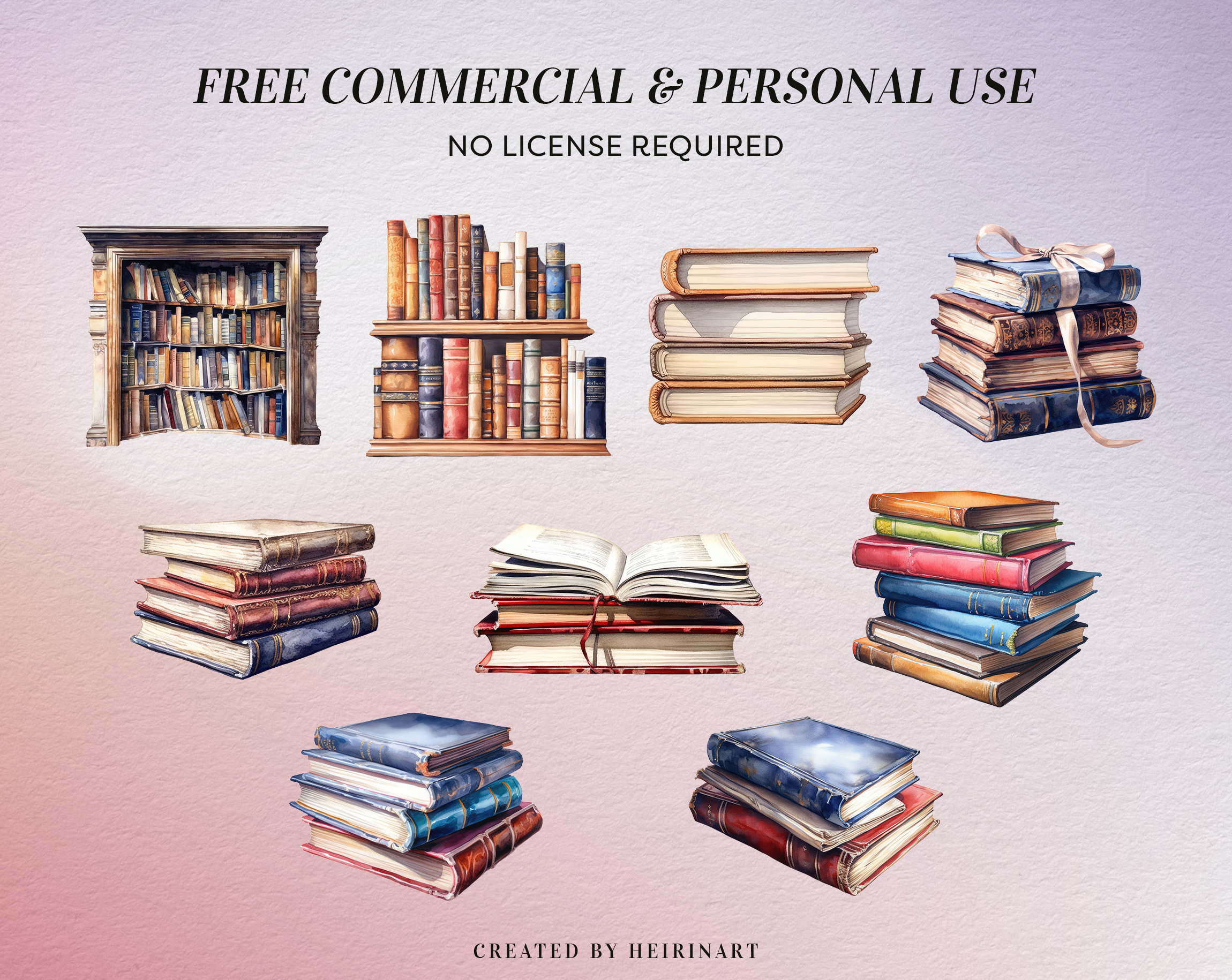 Watercolor Books Clipart Vintage Books PNG Commercial Use - Etsy