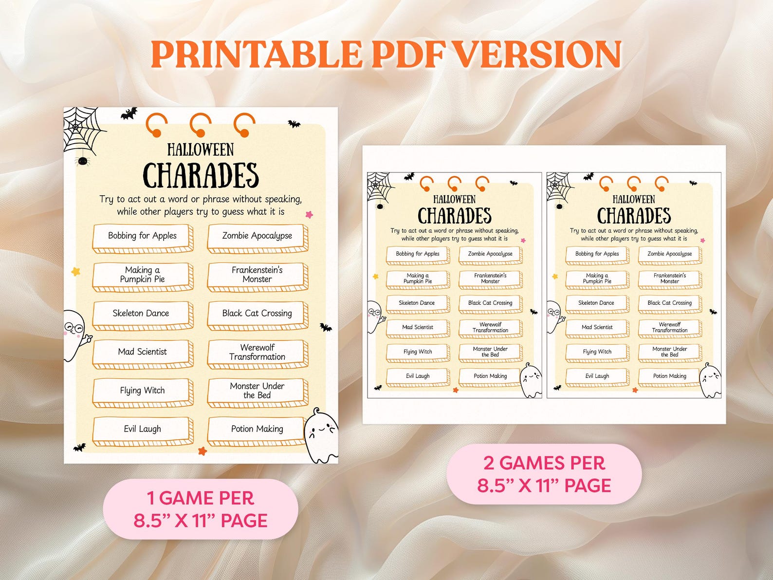 Halloween Charades Party Game, Printable & Editable Game, Fun Party ...