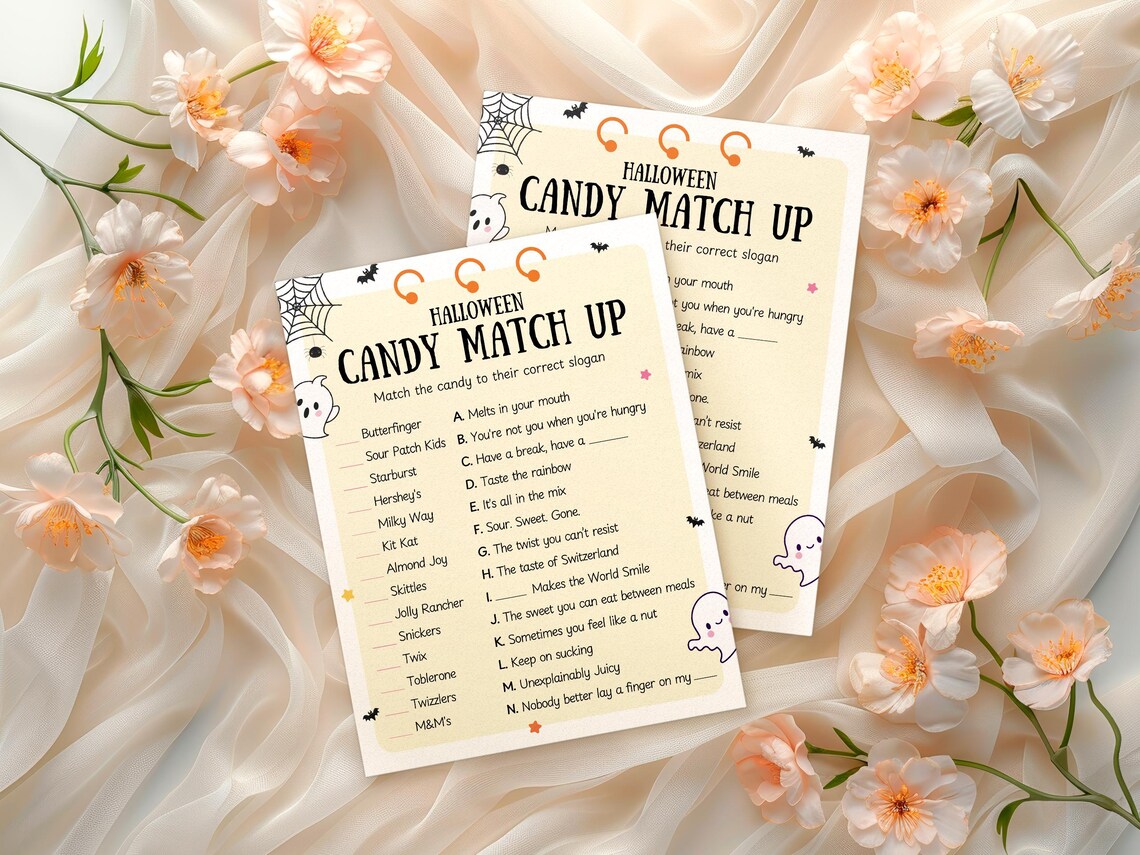 Candy Match up Halloween Game, Printable & Editable Game, Fun Party ...