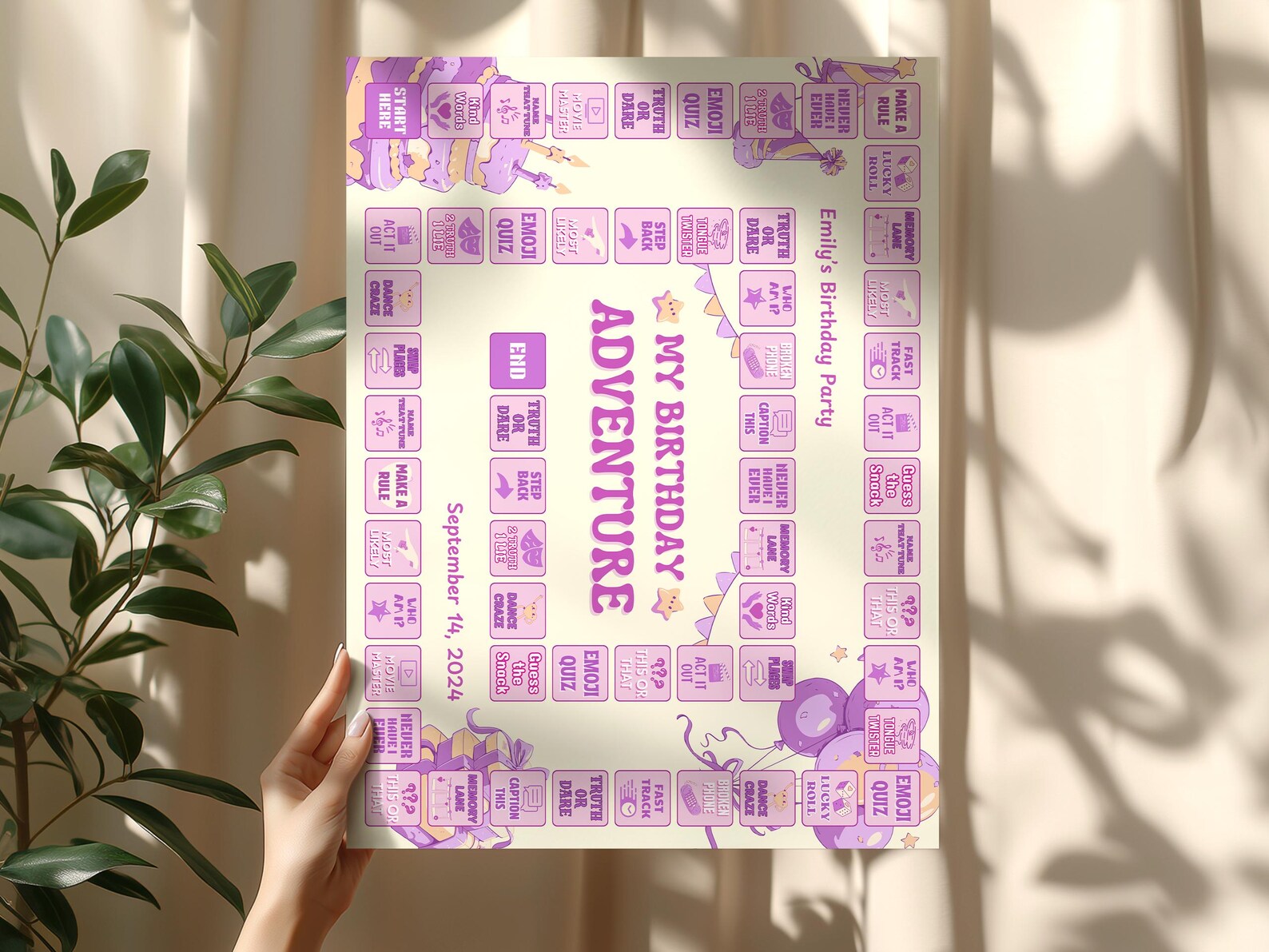 Birthday Party Board Game, Editable Printable Party Games, Fun Party ...