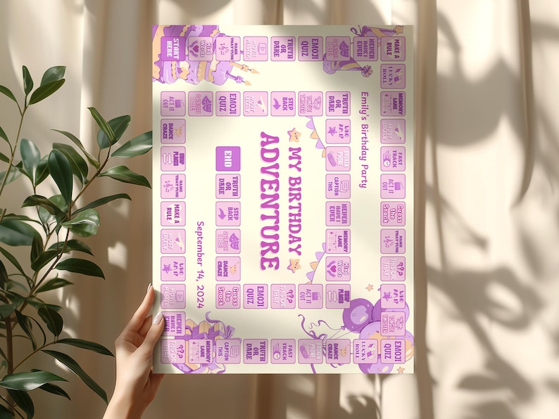 Birthday Party Board Game, Editable Printable Party Games, Fun Party ...