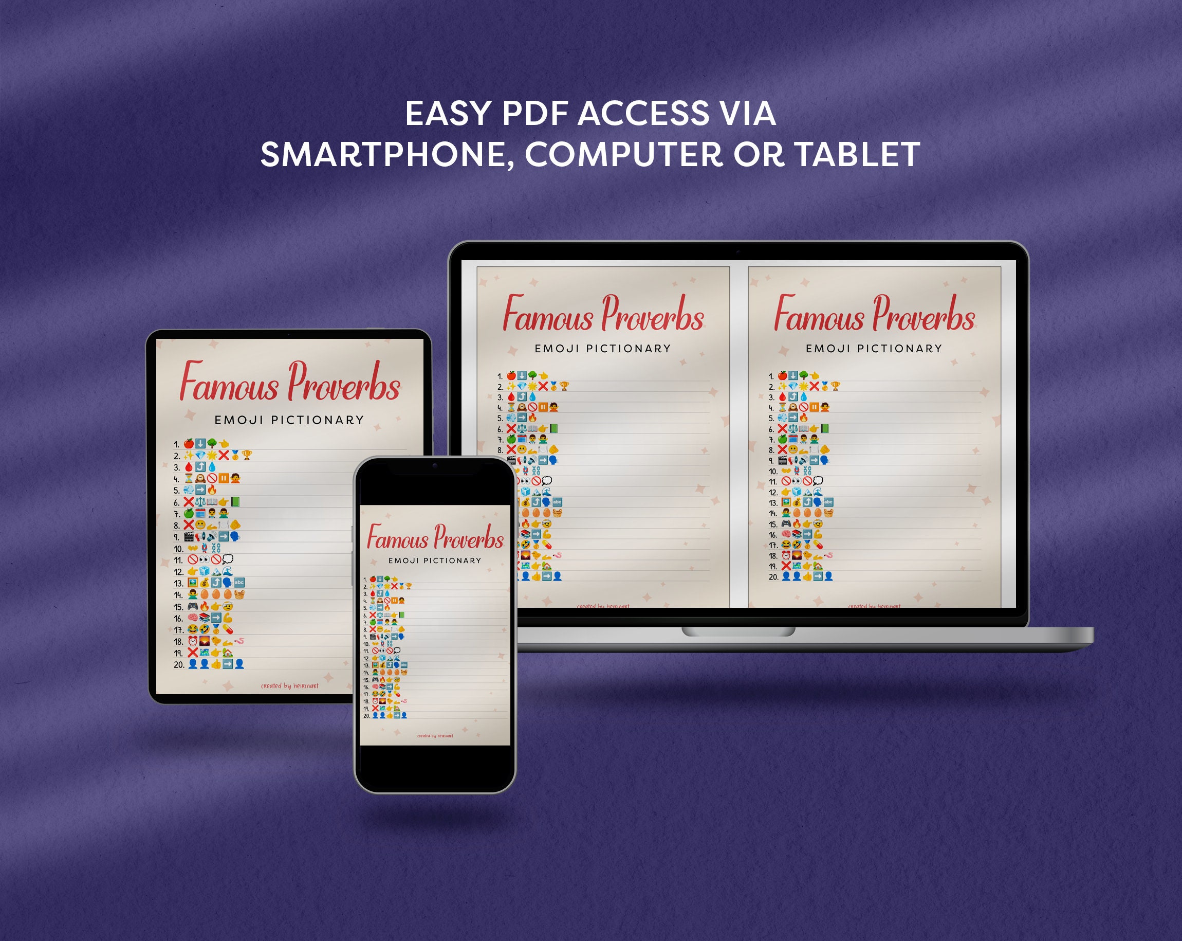 Famous Proverbs Emoji Pictionary, Printable Party Games, Birthday Party ...