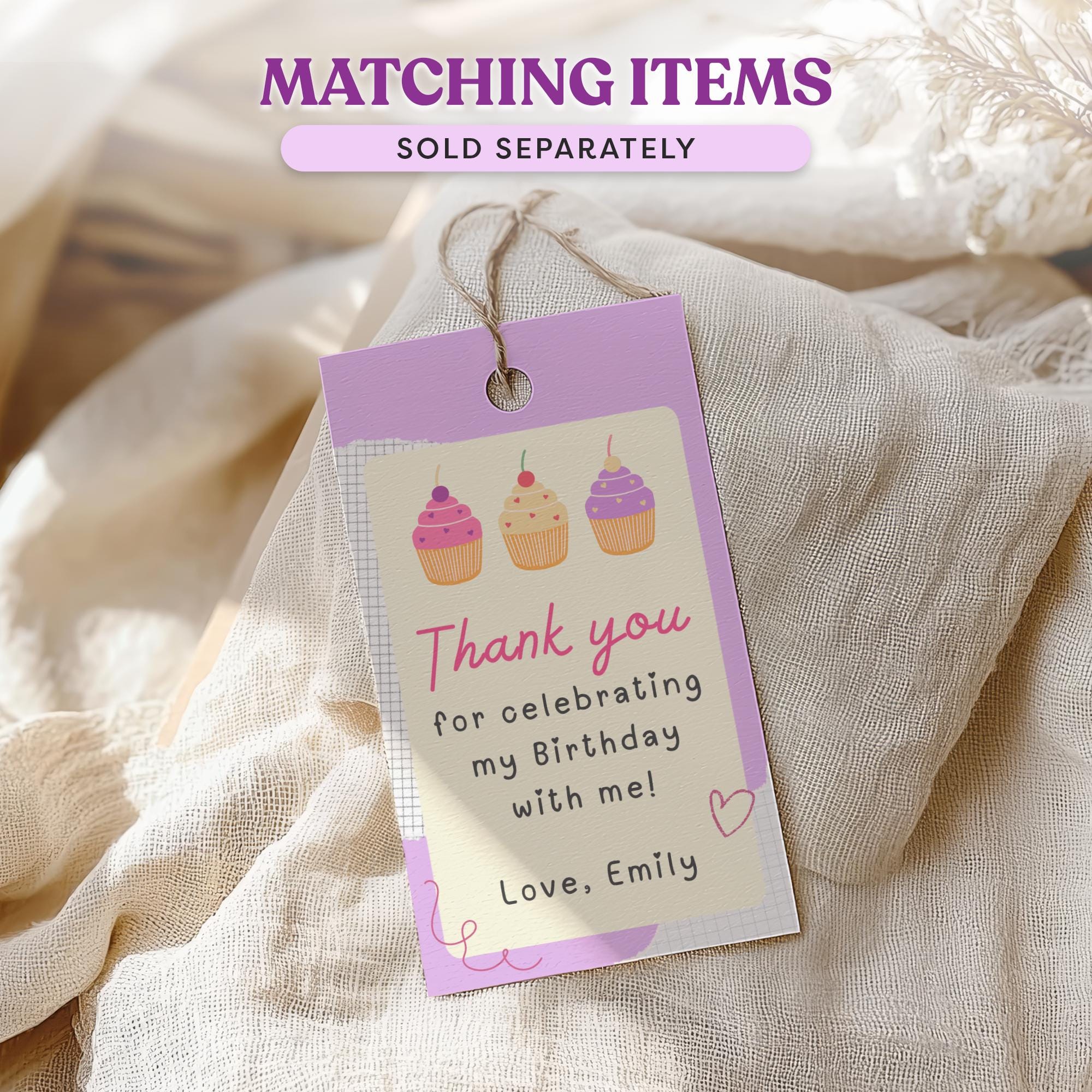 Birthday Cupcake Toppers, Editable Canva Template, Printable Purple ...