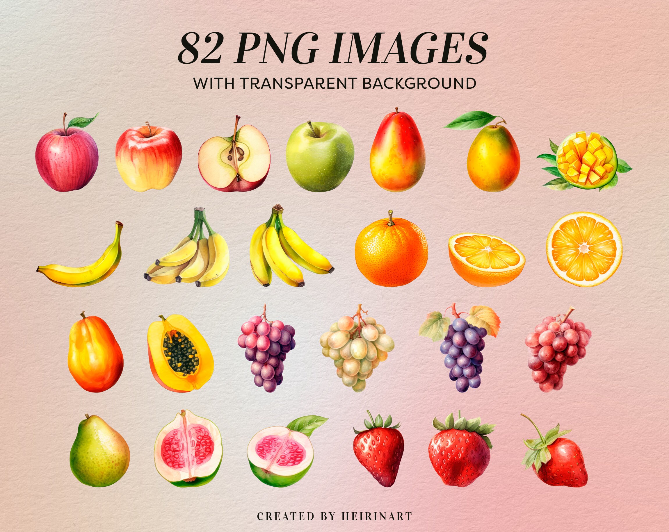 Watercolor Fruits Clipart - Watercolor Fruits PNG - Commercial Use ...