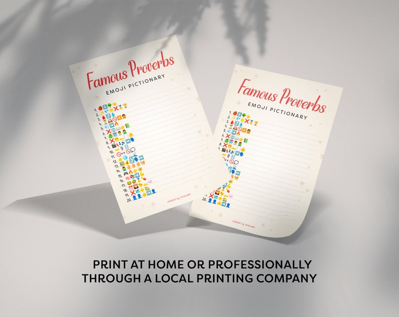 Famous Proverbs Emoji Pictionary, Printable Party Games, Birthday Party ...