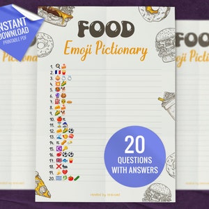 Food Emoji Pictionary, Printable Party Games, Fun Family Activity ...