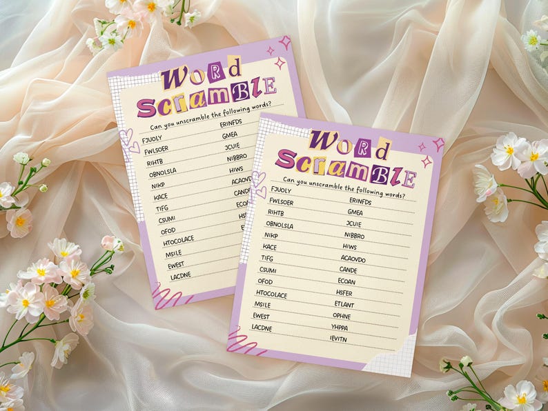 Word Scramble Birthday Game for Her, Printable Editable Party Game ...