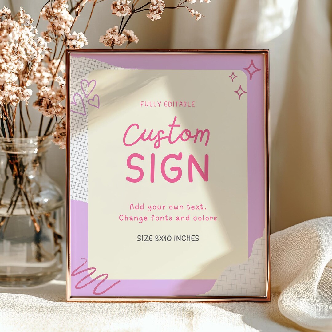 Custom Birthday Sign, Editable Party Sign, Canva Template, Printable ...