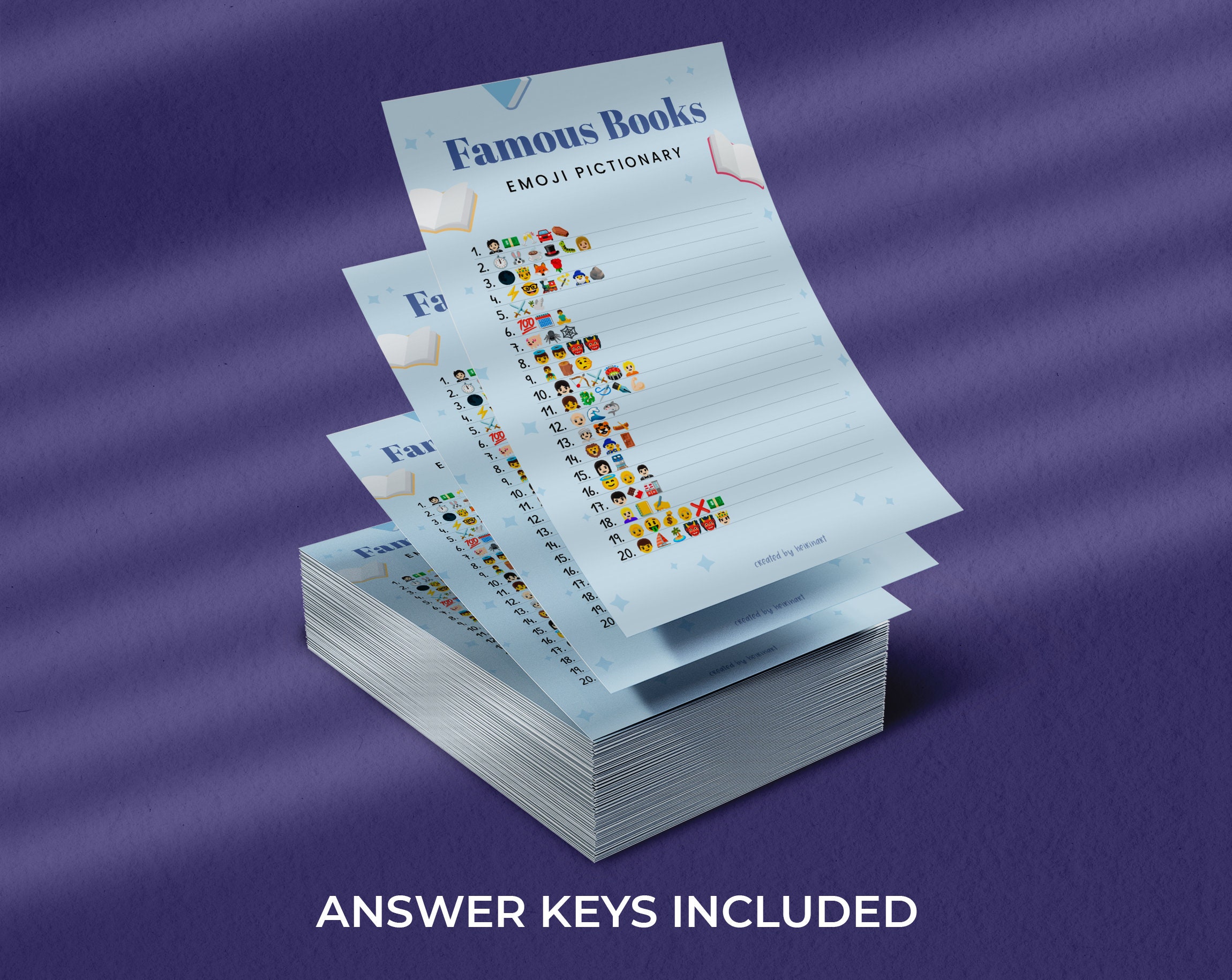 Famous Books Emoji Pictionary, Printable Party Games, Fun Family ...