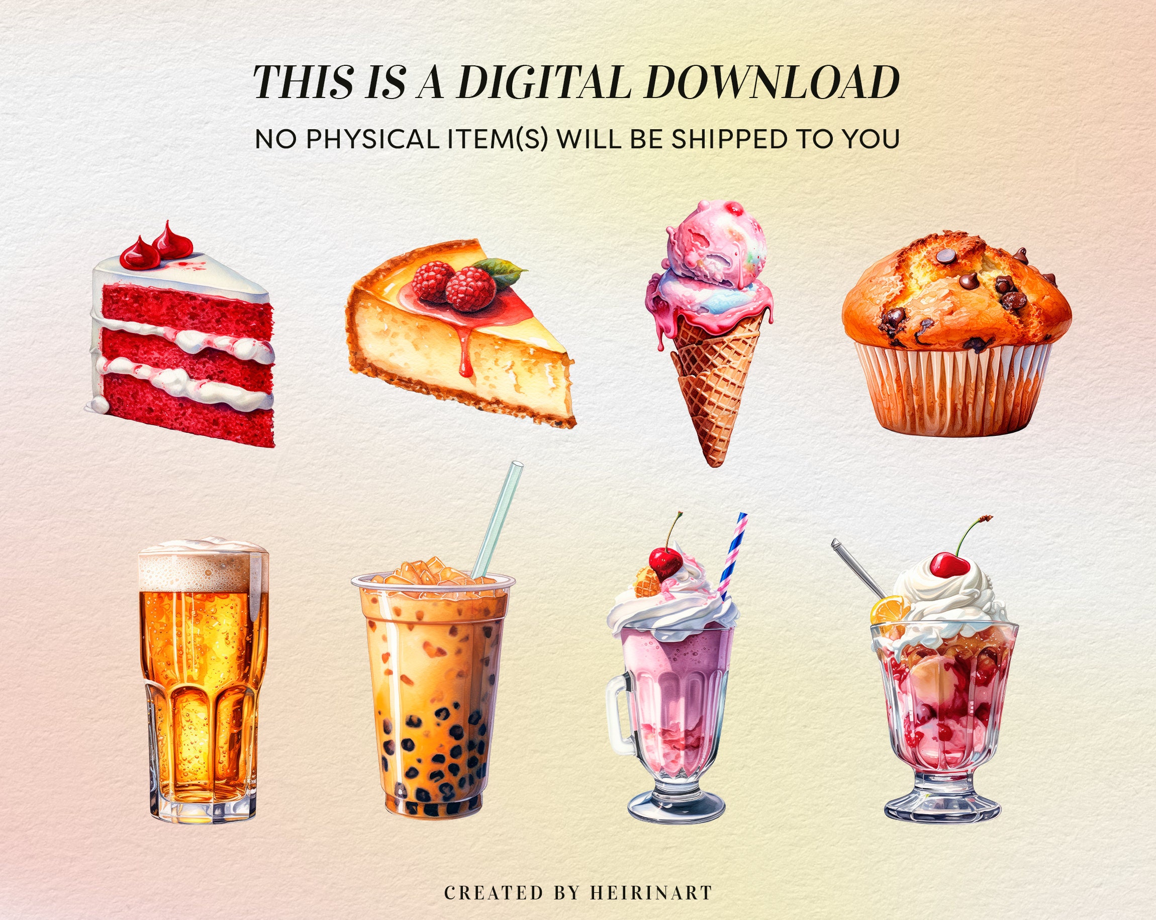 Watercolor Fast Food Clipart - Watercolor Food PNG - Commercial Use ...