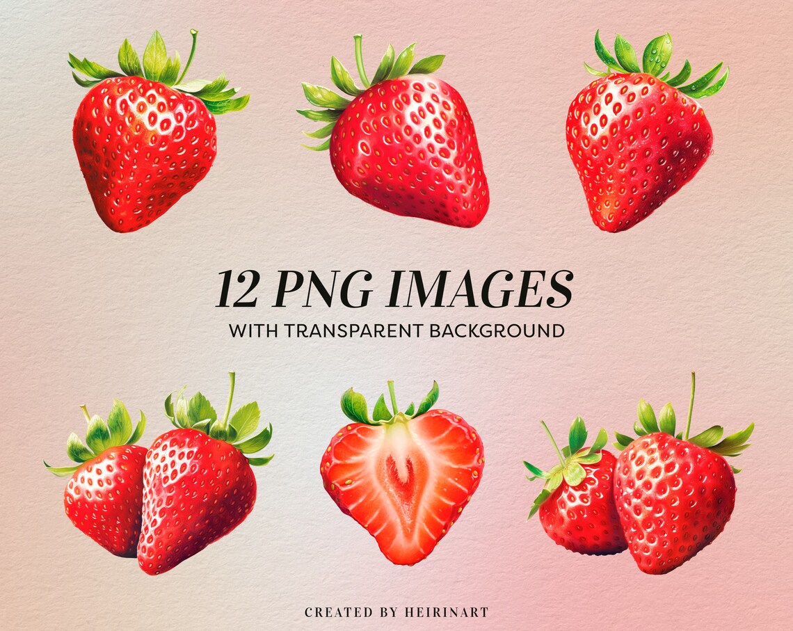 Watercolor Strawberry Clipart - Watercolor Fruits PNG - Commercial Use ...