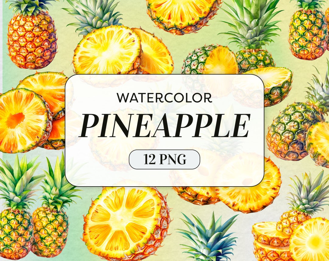 Watercolor Pineapple Clipart - Watercolor Fruits PNG - Commercial Use ...