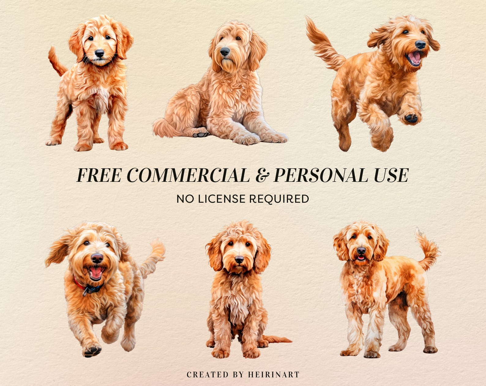 Goldendoodle Clipart - Groodle Dog PNG - Commercial Use - Cute Dog ...