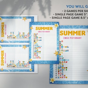 Summer Emoji Pictionary, Printable Party Games, Fun Family Activity ...