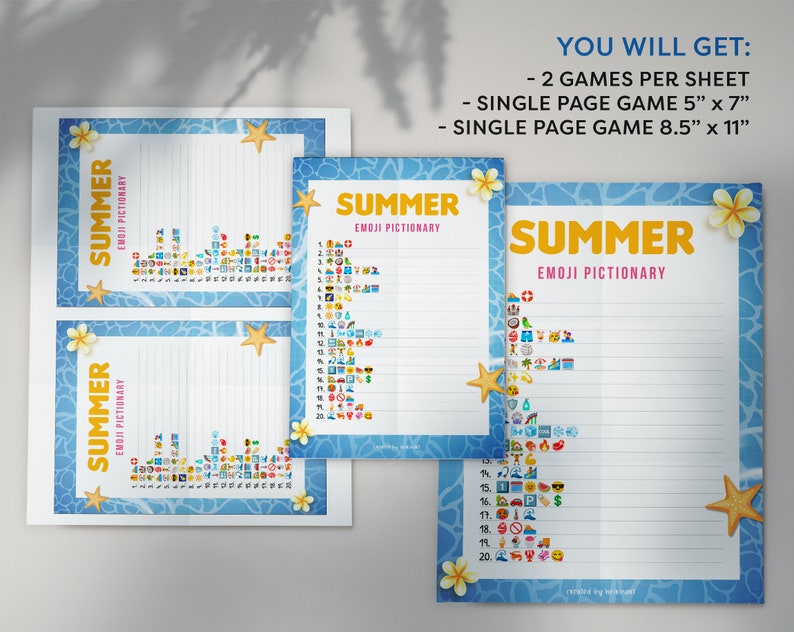 Summer Emoji Pictionary, Printable Party Games, Fun Family Activity ...