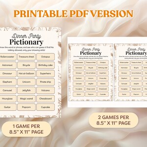 Pictionary Dinner Party Game, Printable & Editable Game, Icebreaker ...