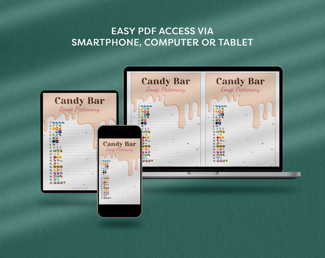 Candy Bar Emoji Pictionary, Party Game for Kids and Adults, Printable ...