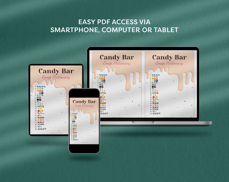 Candy Bar Emoji Pictionary, Party Game for Kids and Adults, Printable ...