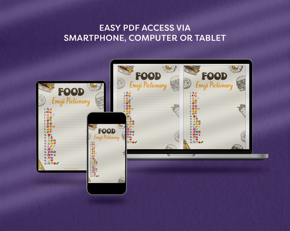 Food Emoji Pictionary, Printable Party Games, Fun Family Activity ...