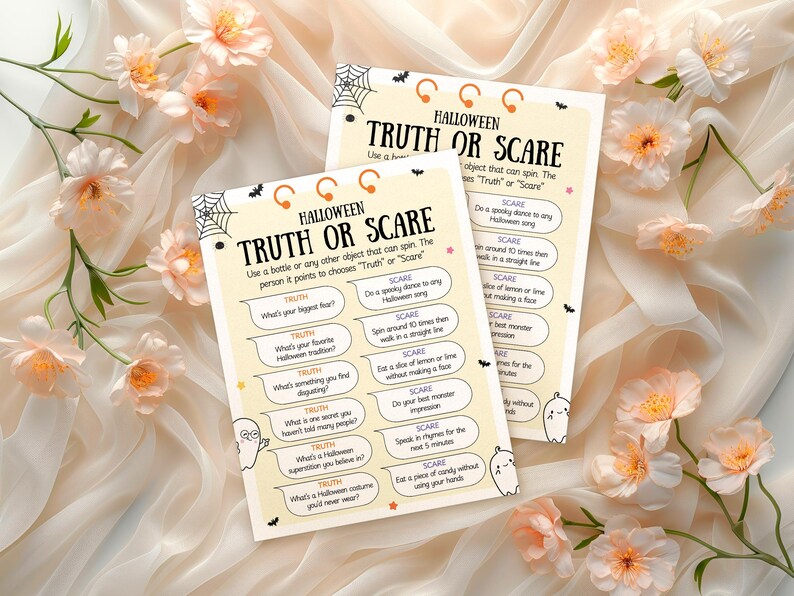Truth or Scare Halloween Game, Printable & Editable Game, Fun Party ...