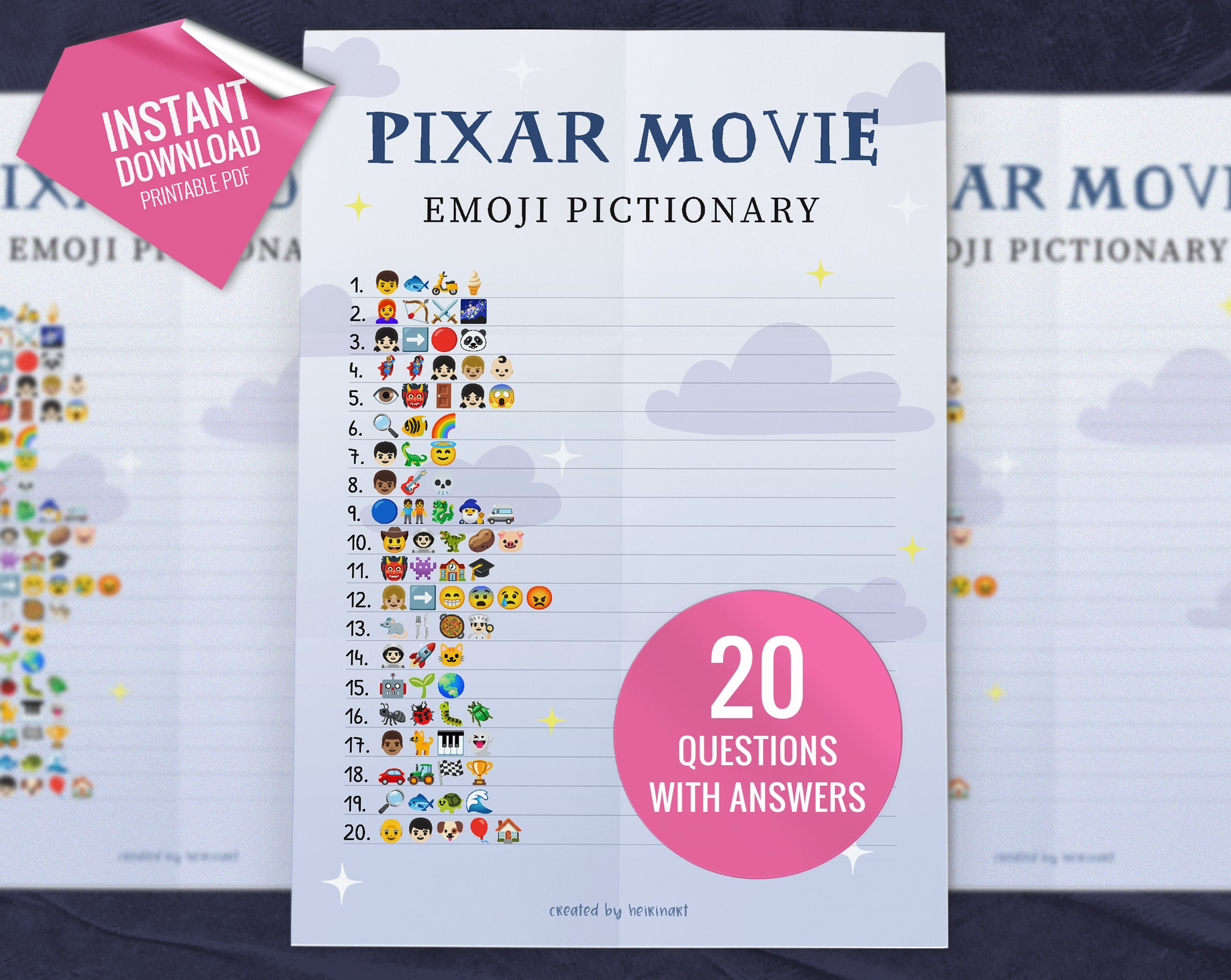 Pixar Movies Emoji Pictionary, Printable Party Games, Fun Family ...