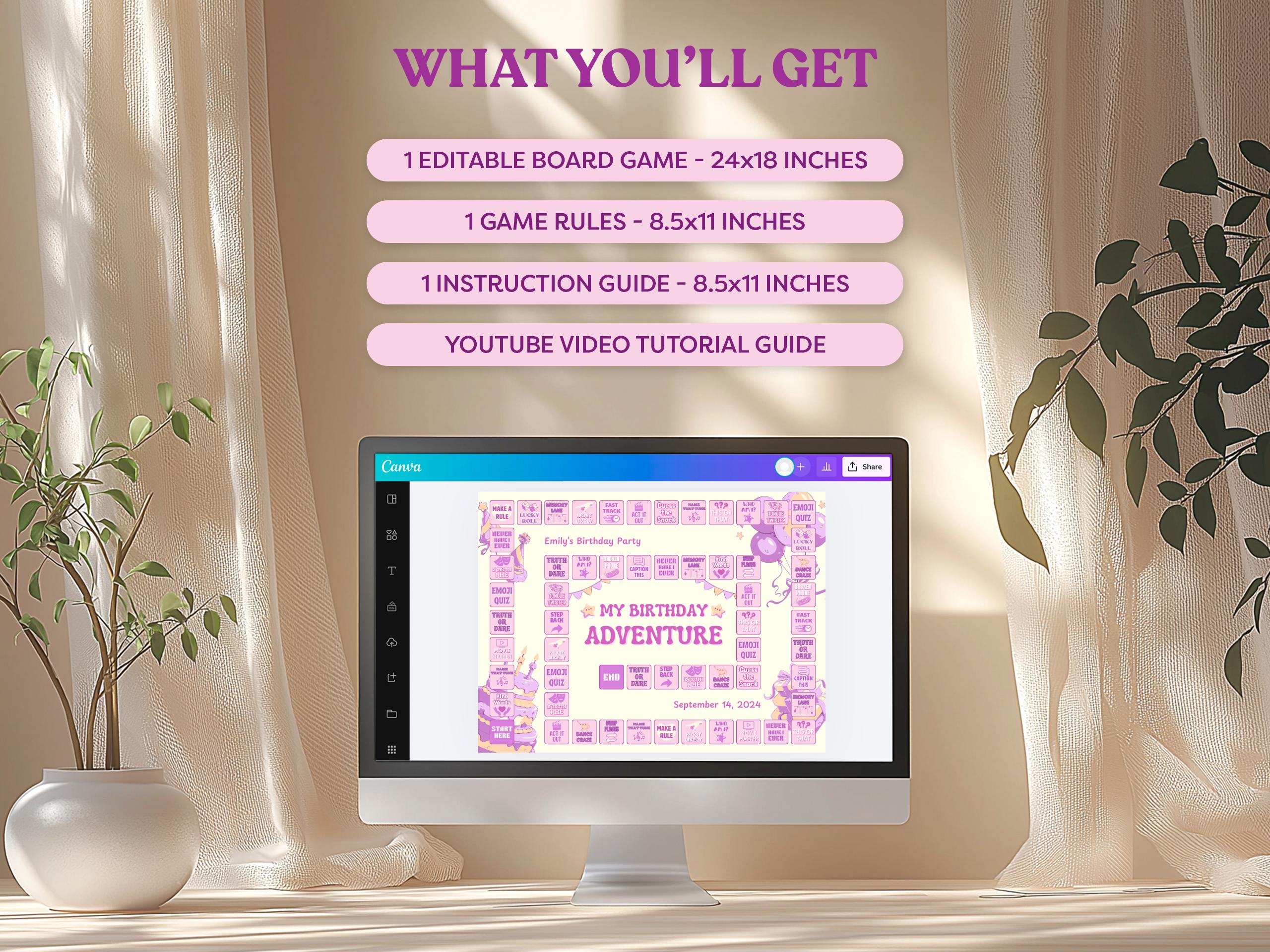 Birthday Party Board Game, Editable Printable Party Games, Fun Party ...