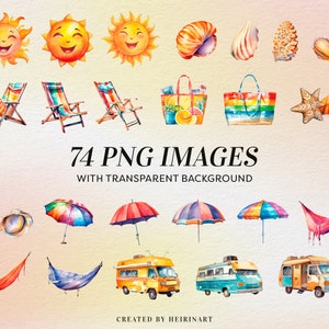 Watercolor Summer Clipart - Watercolor Summer PNG - Commercial Use ...