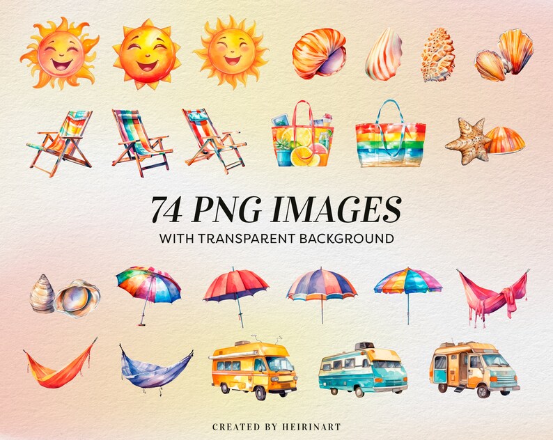 Watercolor Summer Clipart - Watercolor Summer PNG - Commercial Use ...