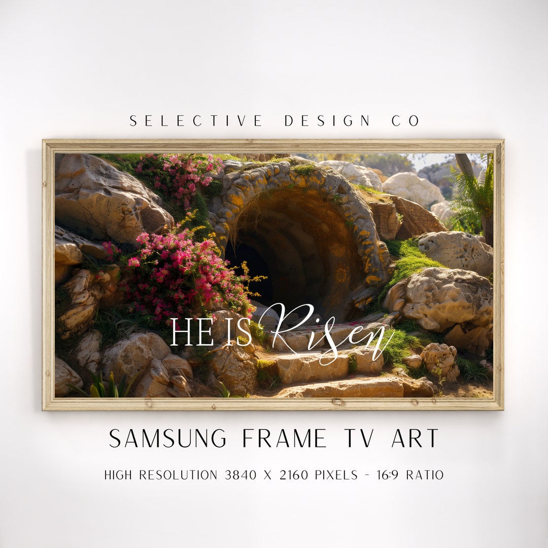 He is Risen Bible Verse Samsung Frame TV Art Easter Christian Frame TV Art for Church Hall ...