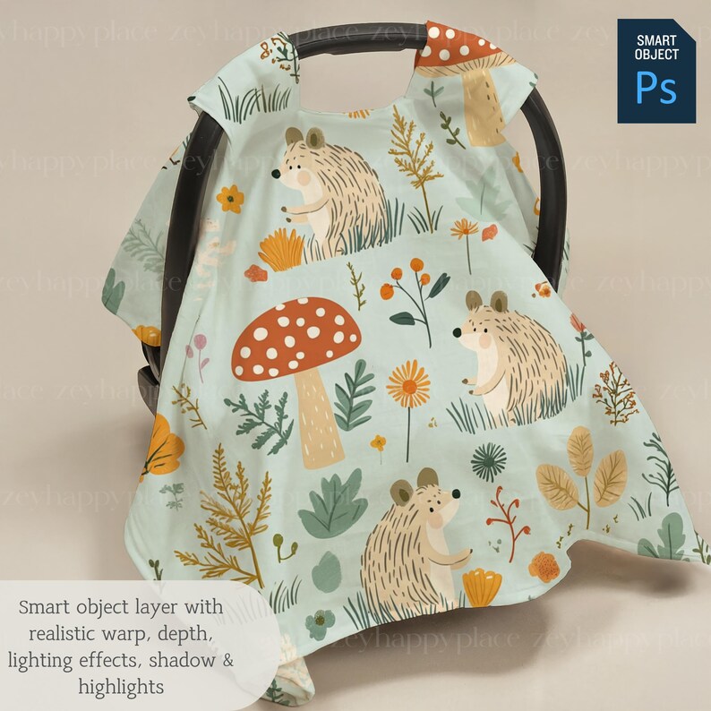Stroller Cover Mockup Carseat Nursing Cover Wrap Mockup Baby Car Seat ...