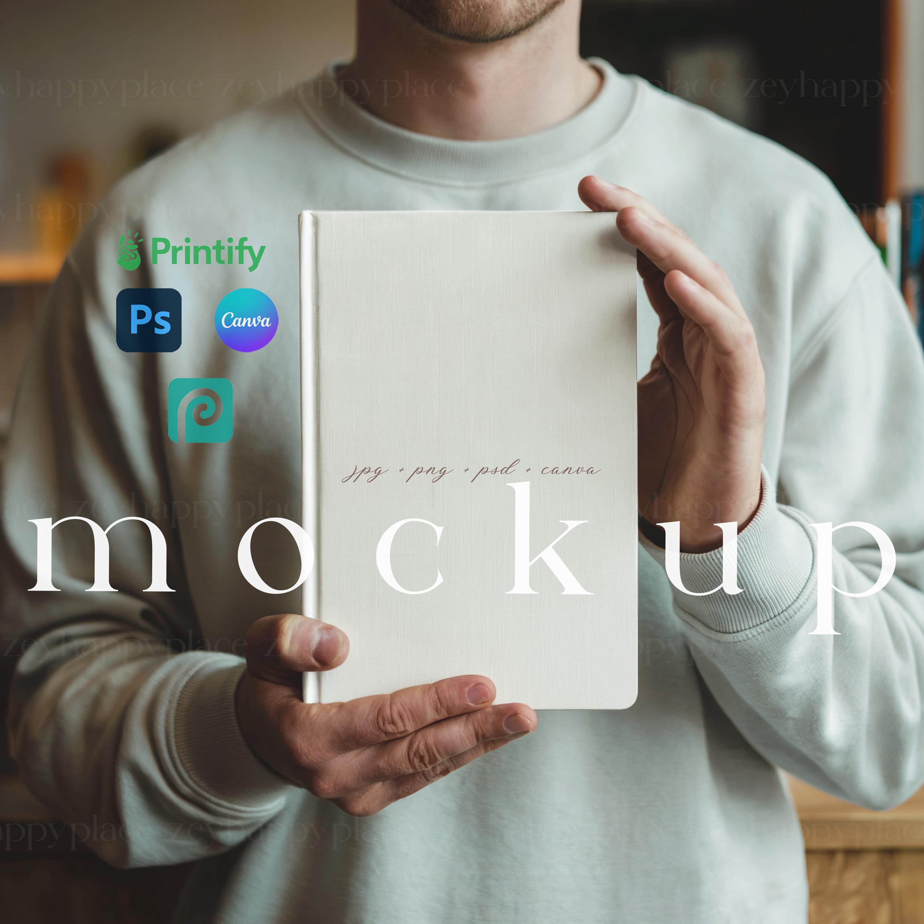 Hardcover Journal Mockup Canva Template Printify Ruled Line Journal ...