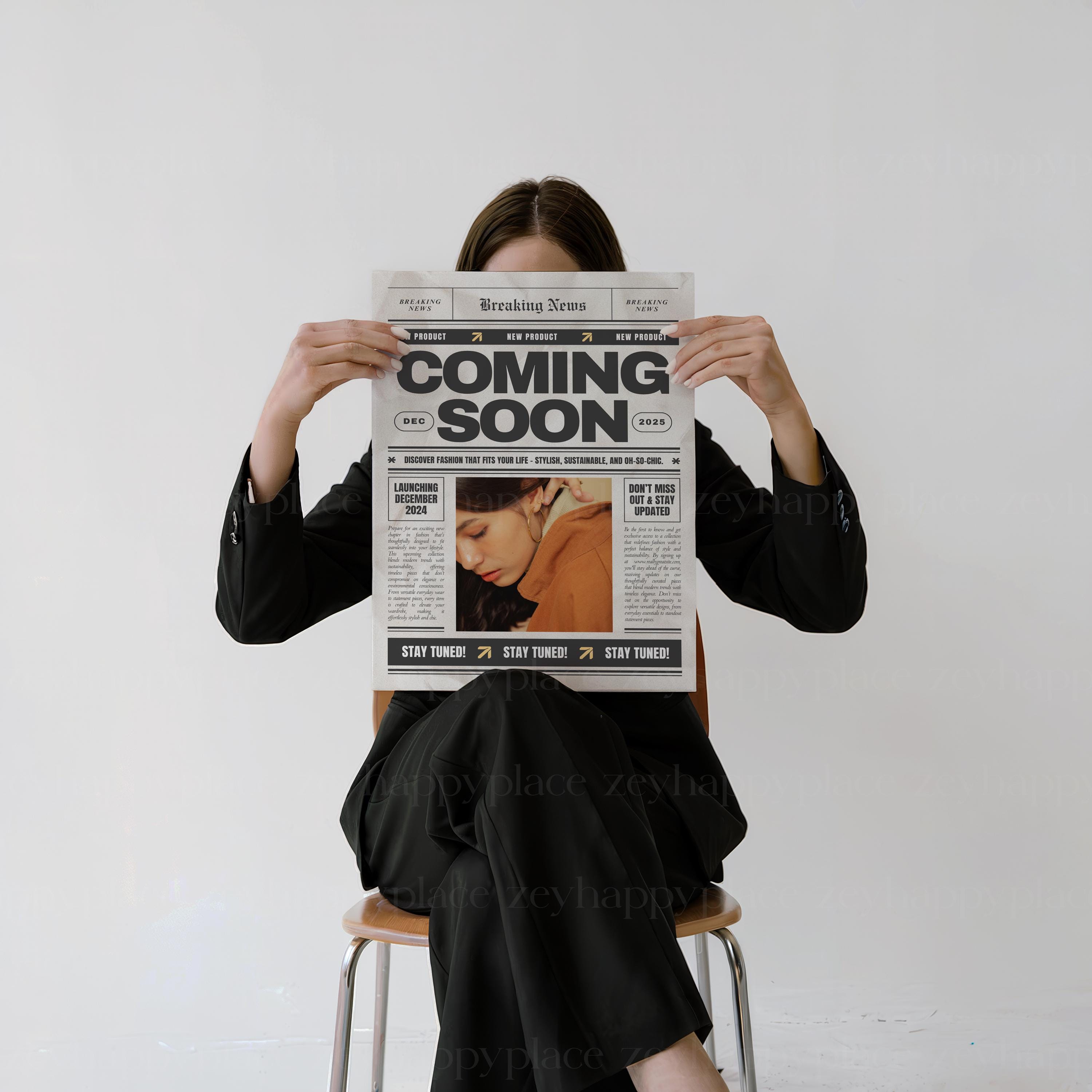 Folded Newspaper Mockup Business Large Newspaper Mockup With Person ...